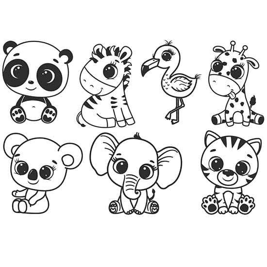 Wall stickers per bambini animaletti adesivi, 7 disegni adesivi