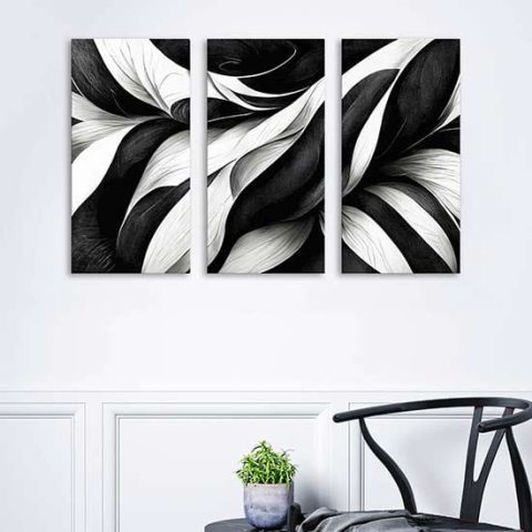 Quadri astratti bianchi e neri su tela, decorazioni moderne
