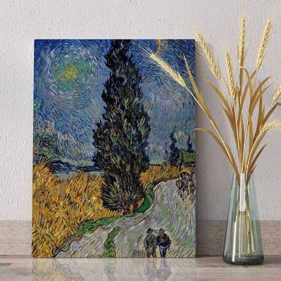 Quadro di Van Gogh la strada con cipressi, stampa su tela