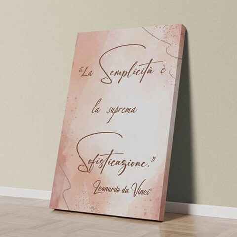 Quadro con citazione di Leonardo da Vinci su tela